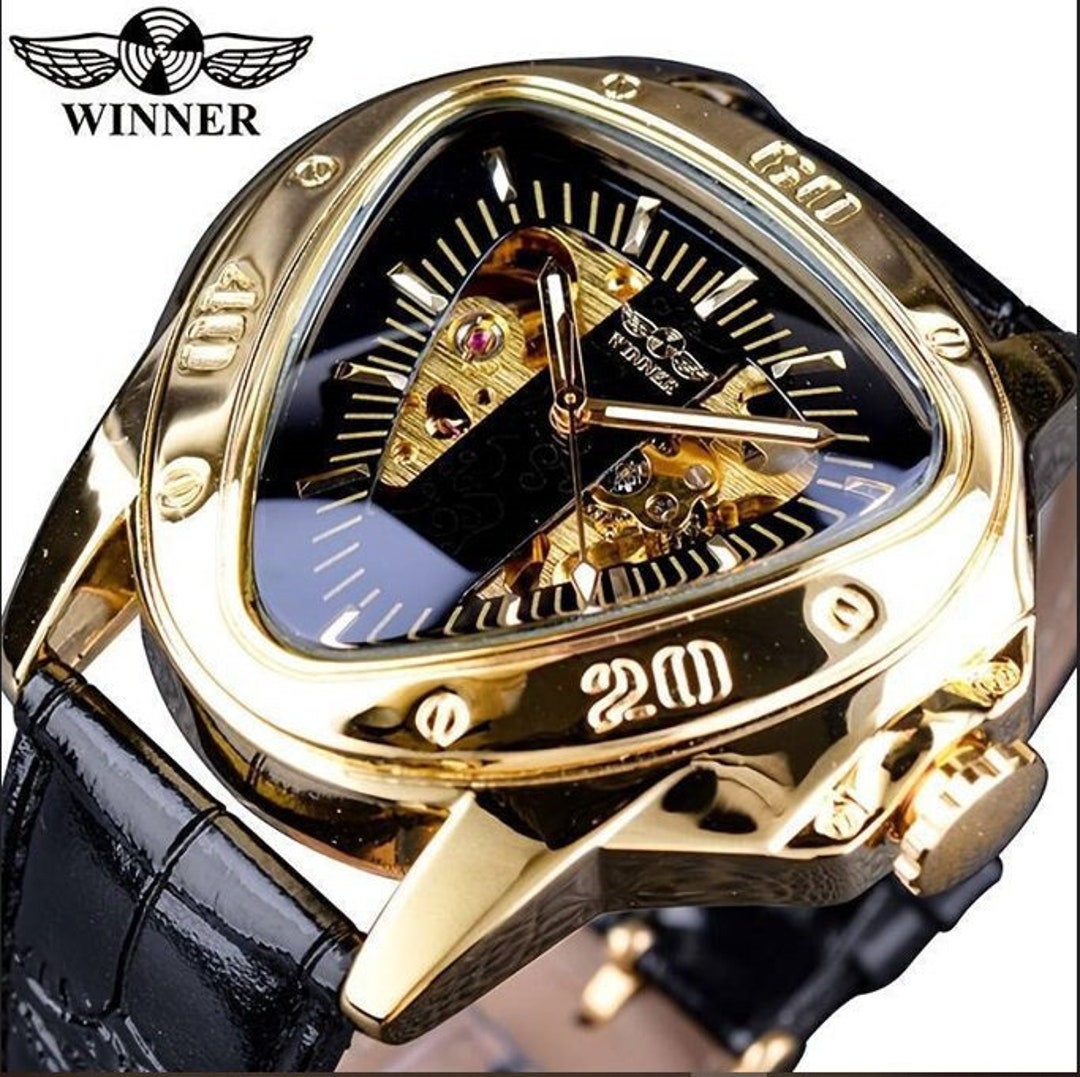 Mens Watch Steampunk Triangle Golden Watch Watches for Men - Etsy