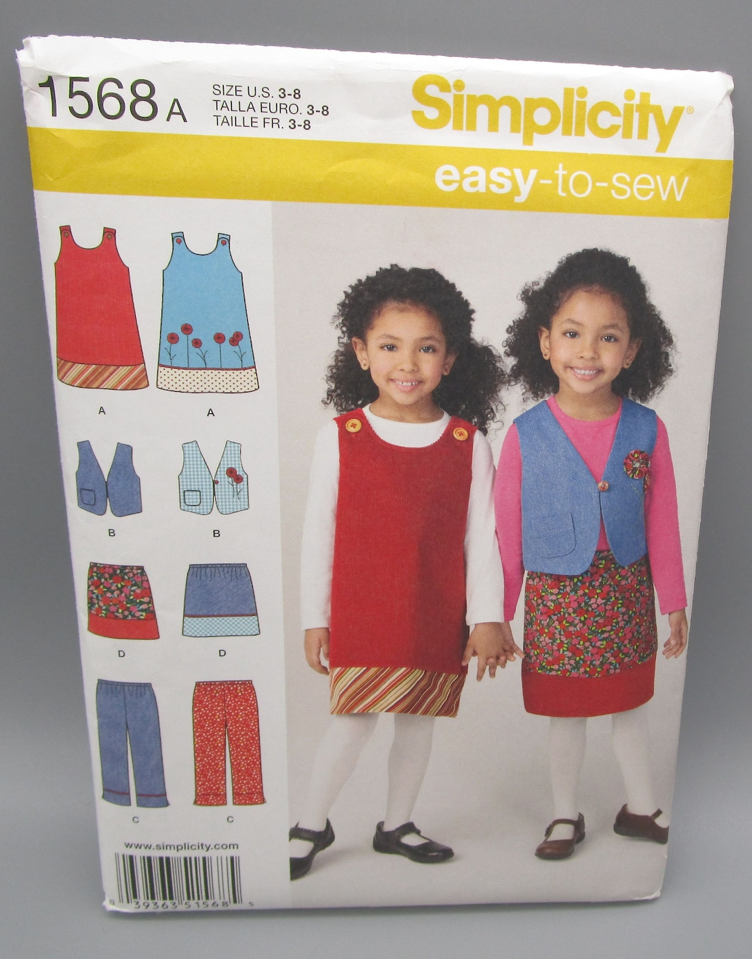 Simplicity Easy to Sew Child's Jumper, Lined Vest, Pants and Skirt ...