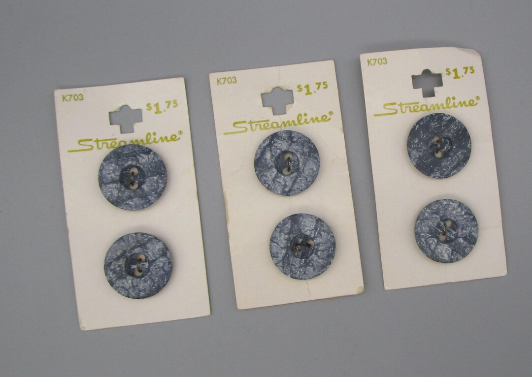 Streamline ~ Vintage 6 Piece Navy Blue 7/8"/23mm Round 2-hole Carded ...