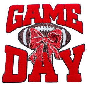 GAME DAY Bow Chenille Sequin Patch, Game Day Bow Iron on DIY Patch - Etsy