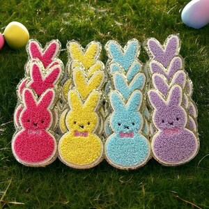 Easter Bunny Chenille Iron on Patch, Easter Bunny Pastel Iron on ...