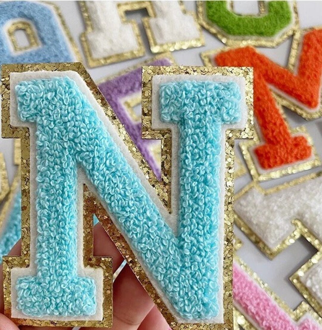 Light Blue Chenille Letter Patches, 3.12" Light Blue Chenille Letters ...