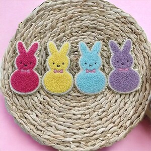 Easter Bunny Chenille Iron on Patch, Easter Bunny Pastel Iron on ...