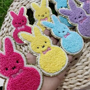 Easter Bunny Chenille Iron on Patch, Easter Bunny Pastel Iron on ...