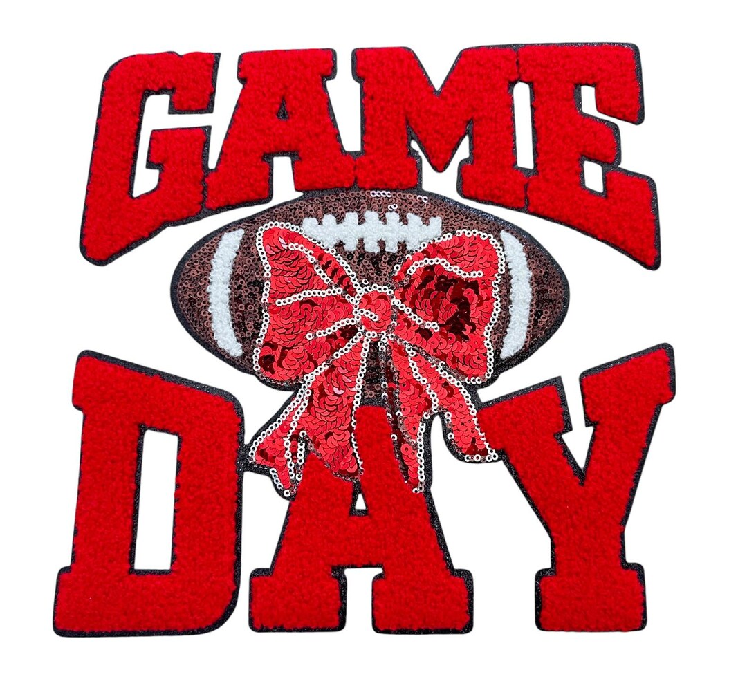 GAME DAY Bow Chenille Sequin Patch, Game Day Bow Iron on DIY Patch - Etsy
