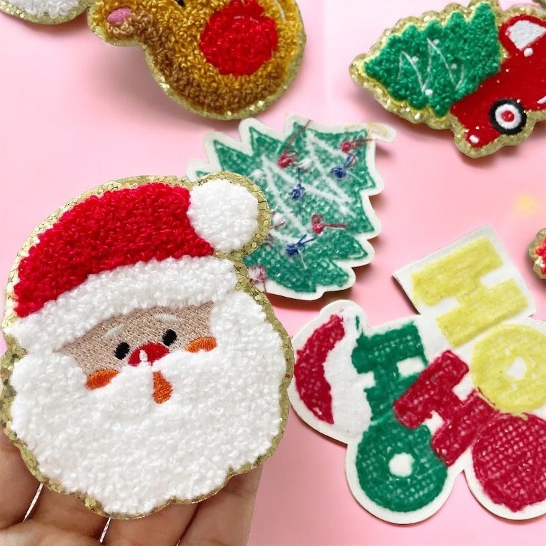 Chenille Santa Patch, Holiday Iron on Applique - Etsy
