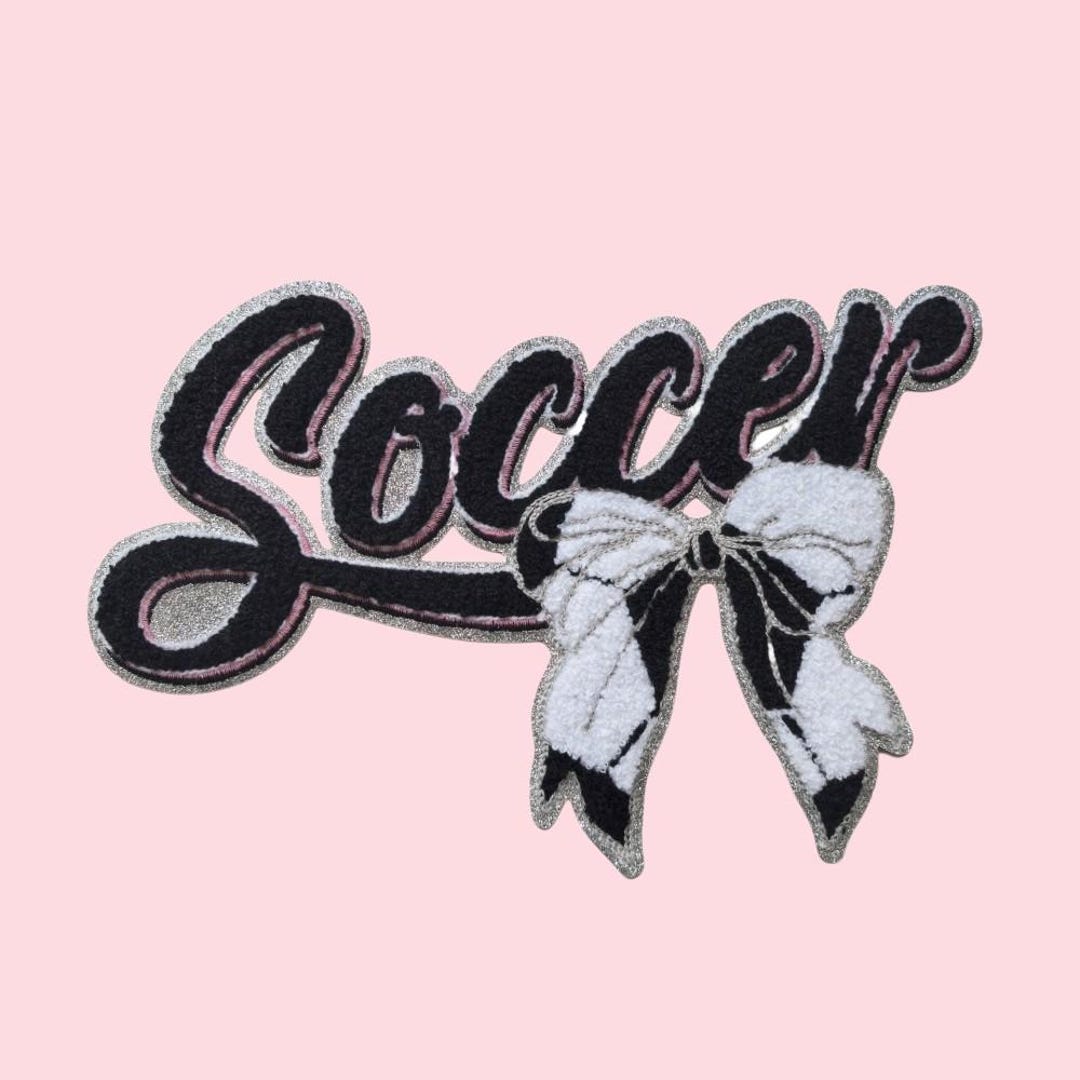 Soccer Bow Chenille Iron on Patch, DIY Game Day Applique - Etsy