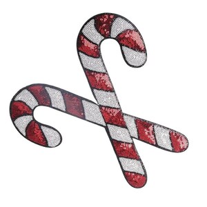 Candy Cane Sequin Christmas Chenille Patches, Sequin Candy Cane Santa ...