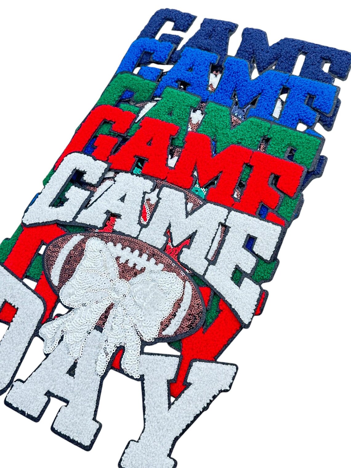GAME DAY Bow Chenille Sequin Patch, Game Day Bow Iron on DIY Patch - Etsy