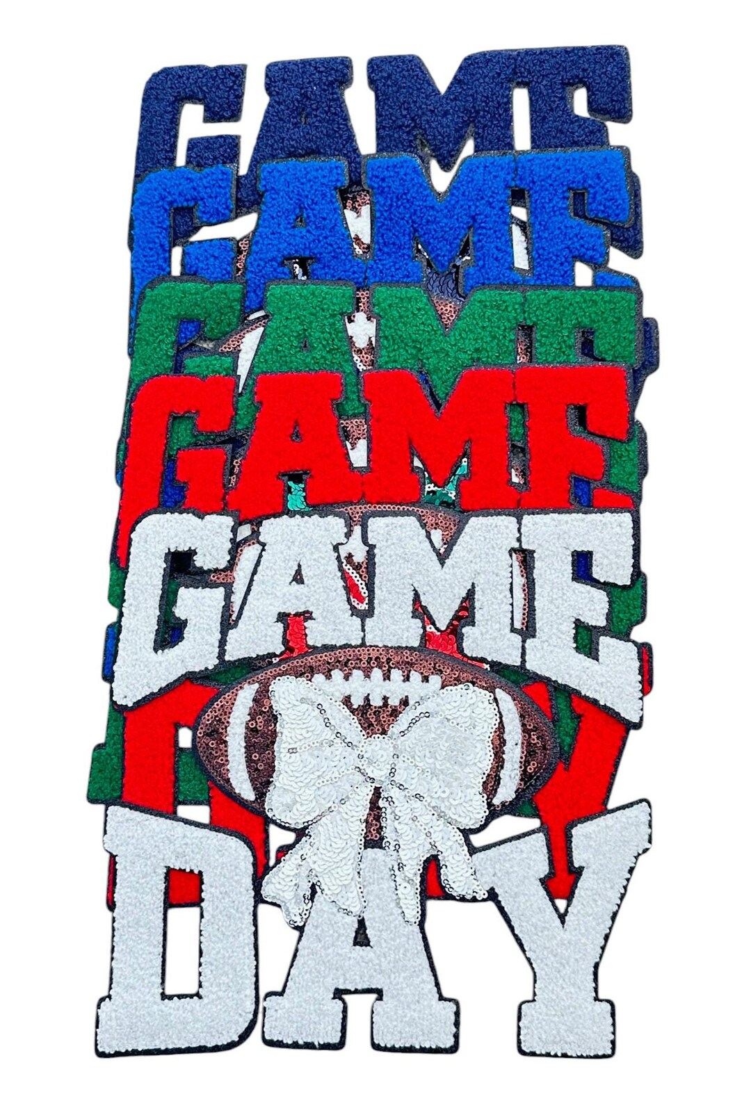 Bow GAME DAY Chenille Sequin Patch, Game Day Bow Iron on DIY Patch - Etsy