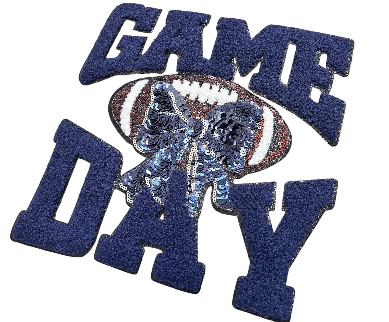 GAME DAY Bow Chenille Sequin Patch, Game Day Bow Iron on DIY Patch - Etsy