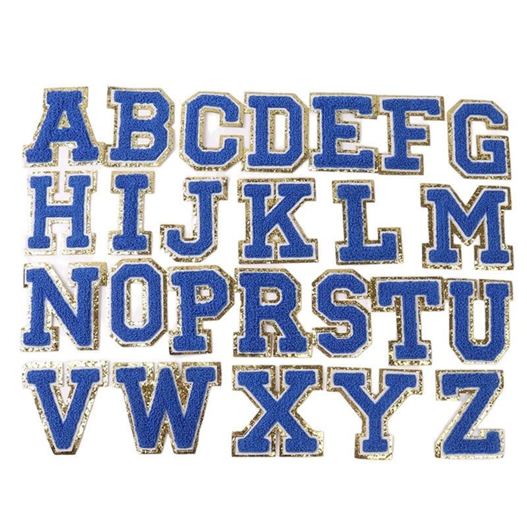 Royal Blue Chenille Letter Patches, 3.12" Royal Blue Chenille Letters, Top Quality 3.12 ...