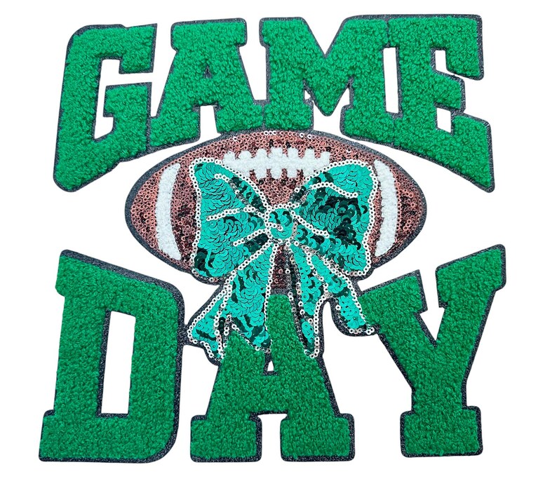 GAME DAY Bow Chenille Sequin Patch, Game Day Bow Iron on DIY Patch - Etsy