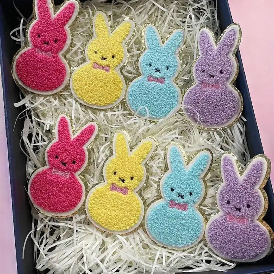 Easter Bunny Chenille Iron on Patch, Easter Bunny Pastel Iron on ...