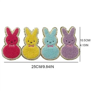 Easter Bunny Chenille Iron on Patch, Easter Bunny Pastel Iron on ...