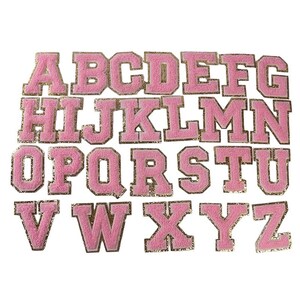 Light Pink Chenille Letter Patches, 3.12" Baby Pink Chenille Letters ...