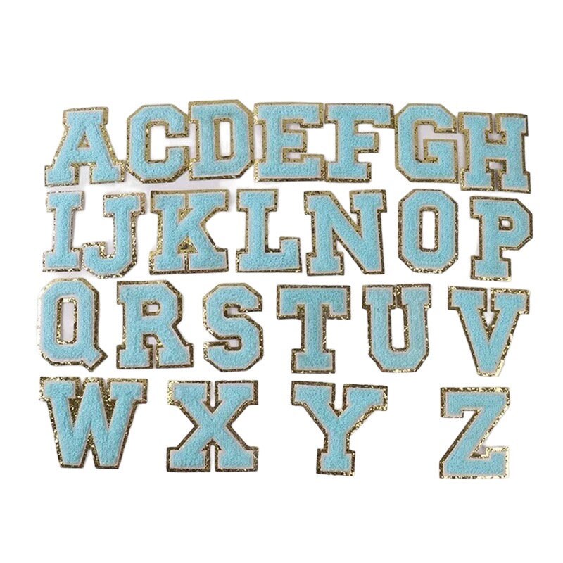 Light Blue Chenille Letter Patches, 3.12 Light Blue Chenille Letters ...