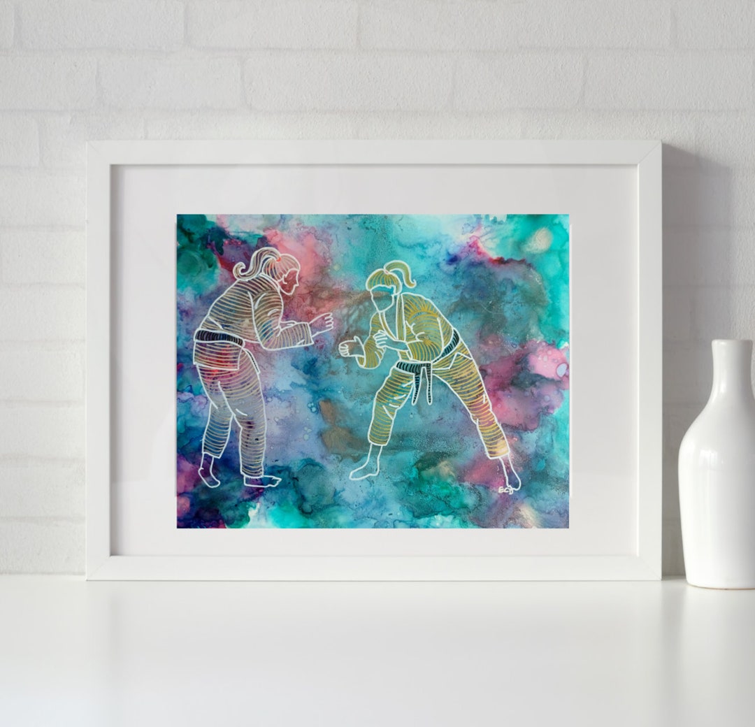 Womens Competition Jiu Jitsu Giclee Print, Abstract Girls Jujitsu Line ...