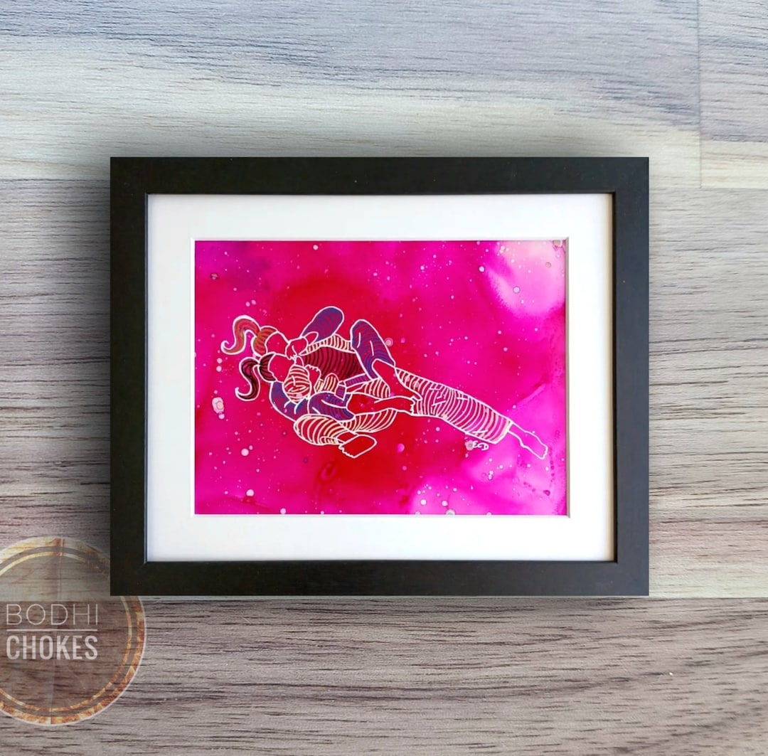 Pink Womens Rear Naked Choke Jiu Jitsu Original Painting, Abstract ...