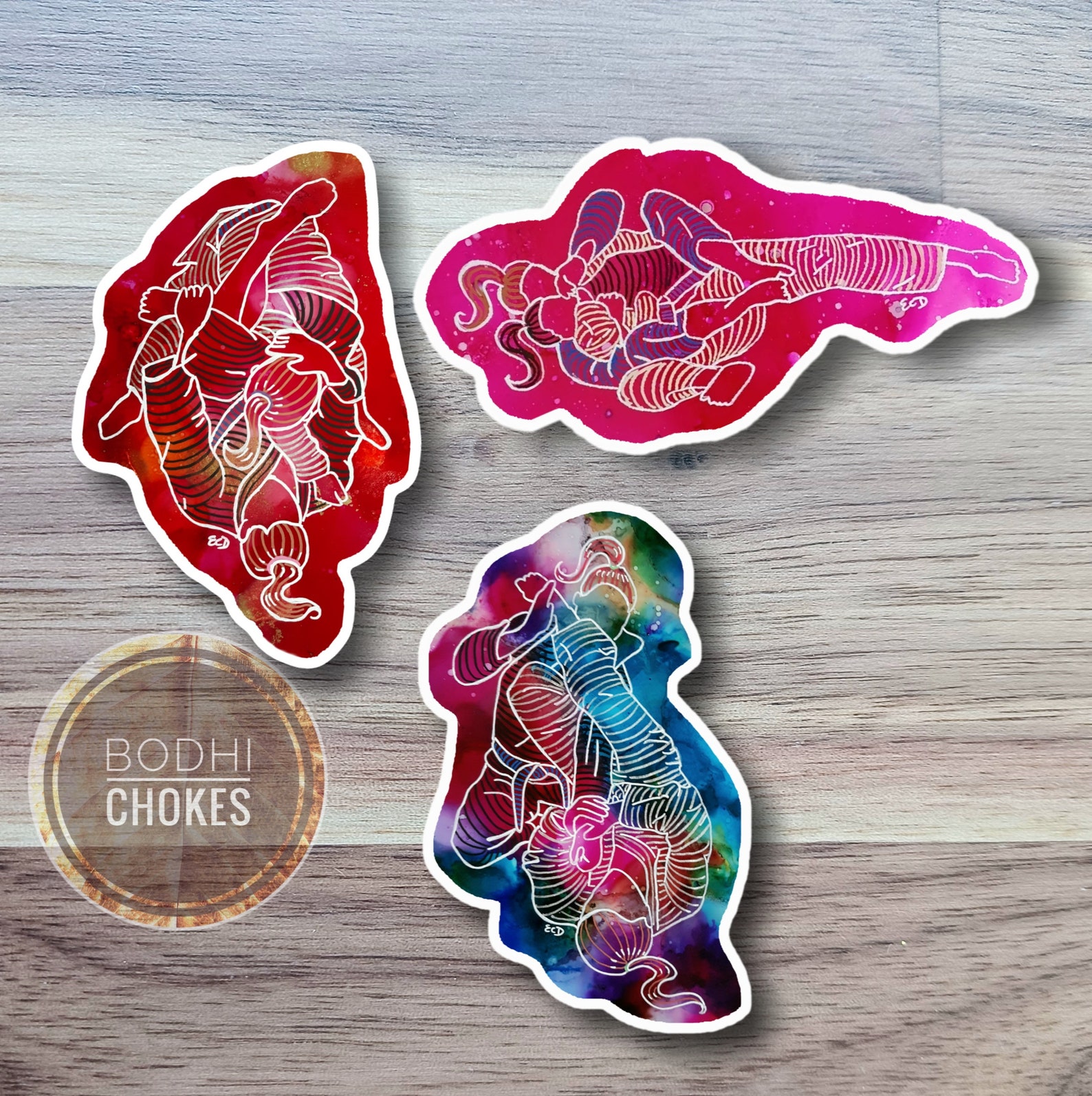 Three Small Girly Jiu Jitsu Sticker Bundle, Waterbottle Stickers, Bjj ...