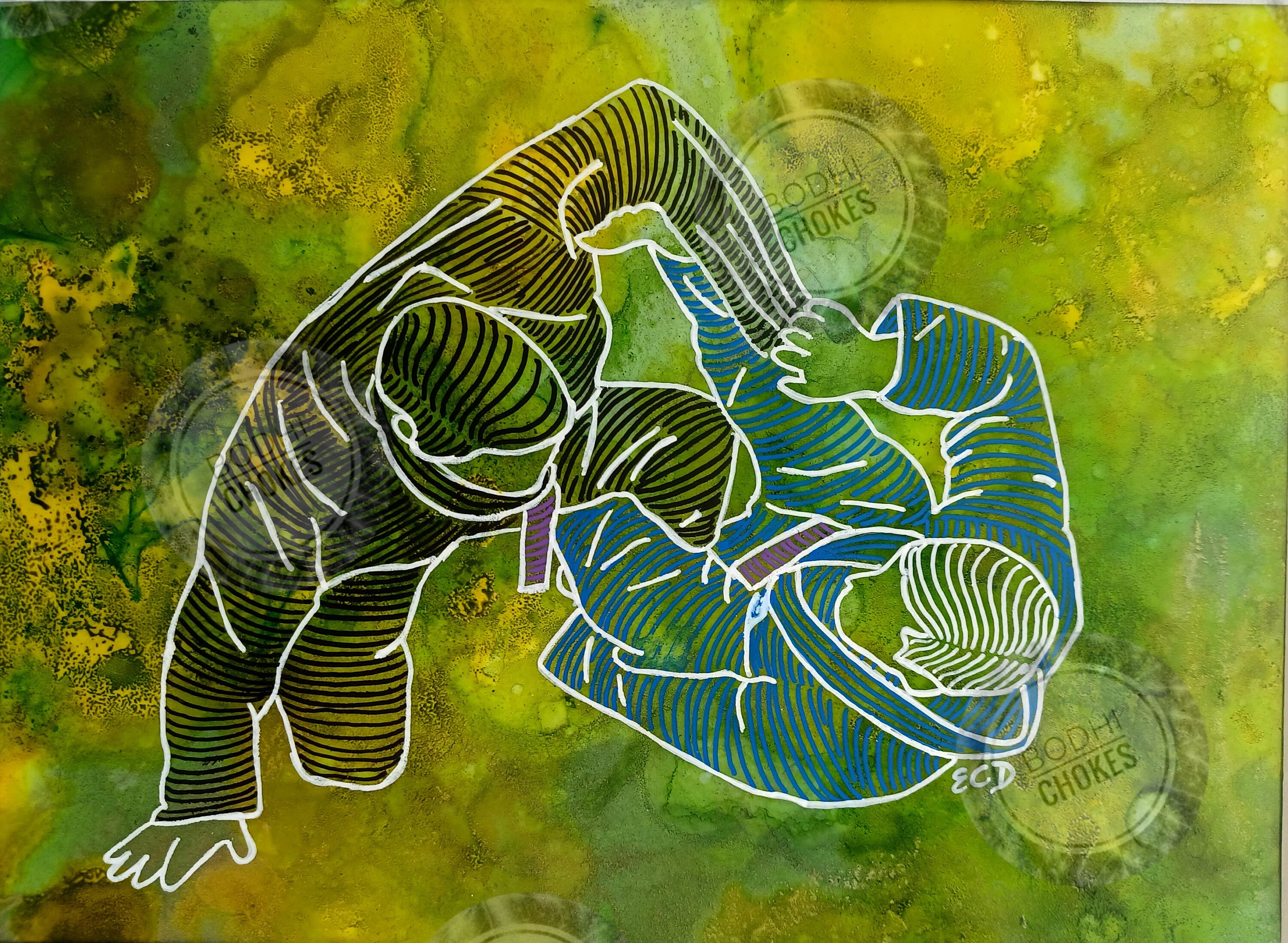 Fine Art Giclée Print of a Mens Reverse Delariva Guard, Bjj Lineart Jiu ...