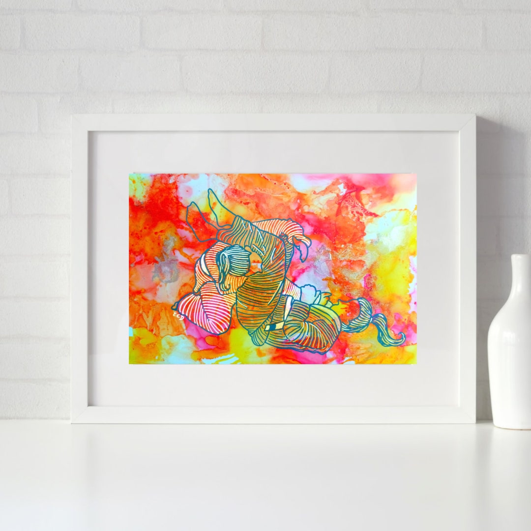 Fine Art Giclée Print of Abstract Girls Armbar Submission Jiu Jitsu ...