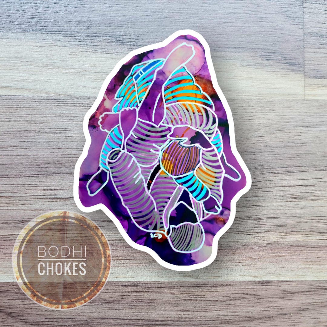 Purple Mens Triangle Choke Jiu Jitsu Sticker, Waterbottle Sticker ...