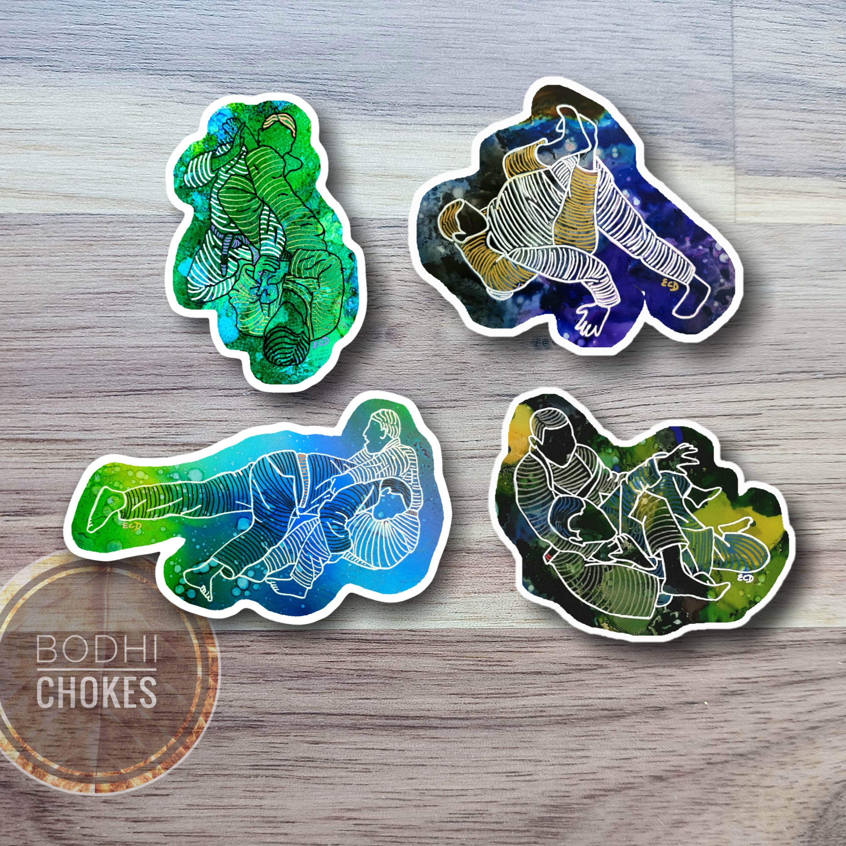 Four Small Mens Jiu Jitsu Sticker Bundle, Waterbottle Stickers, Bjj ...