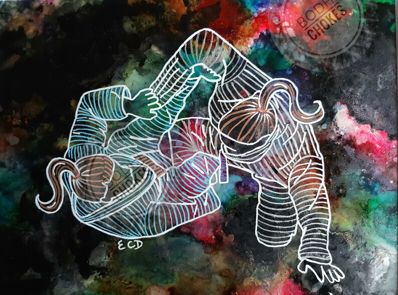 Fine Art Giclée Print of a Womens Reverse Delariva Guard, Bjj Jiu Jitsu ...