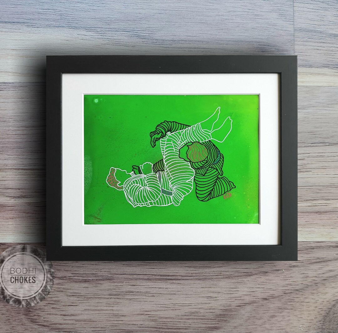 Green Mens Armbar Jiu Jitsu Painting Framed Original Jujitsu - Etsy