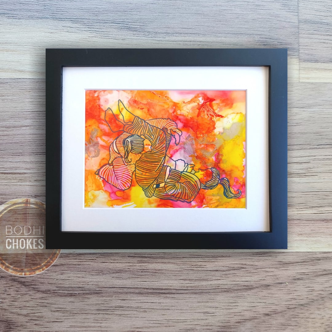 Womens Abstract Armbar Jiu Jitsu Painting, Framed Beautiful Original ...