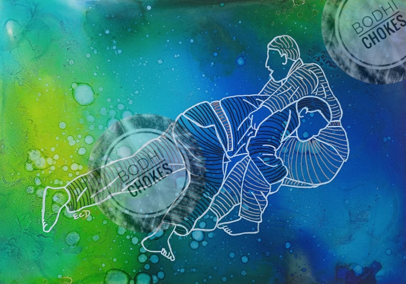 Fine Art Giclée Print of a Mens Double Leg Takedown, Bjj Lineart, Jiu ...