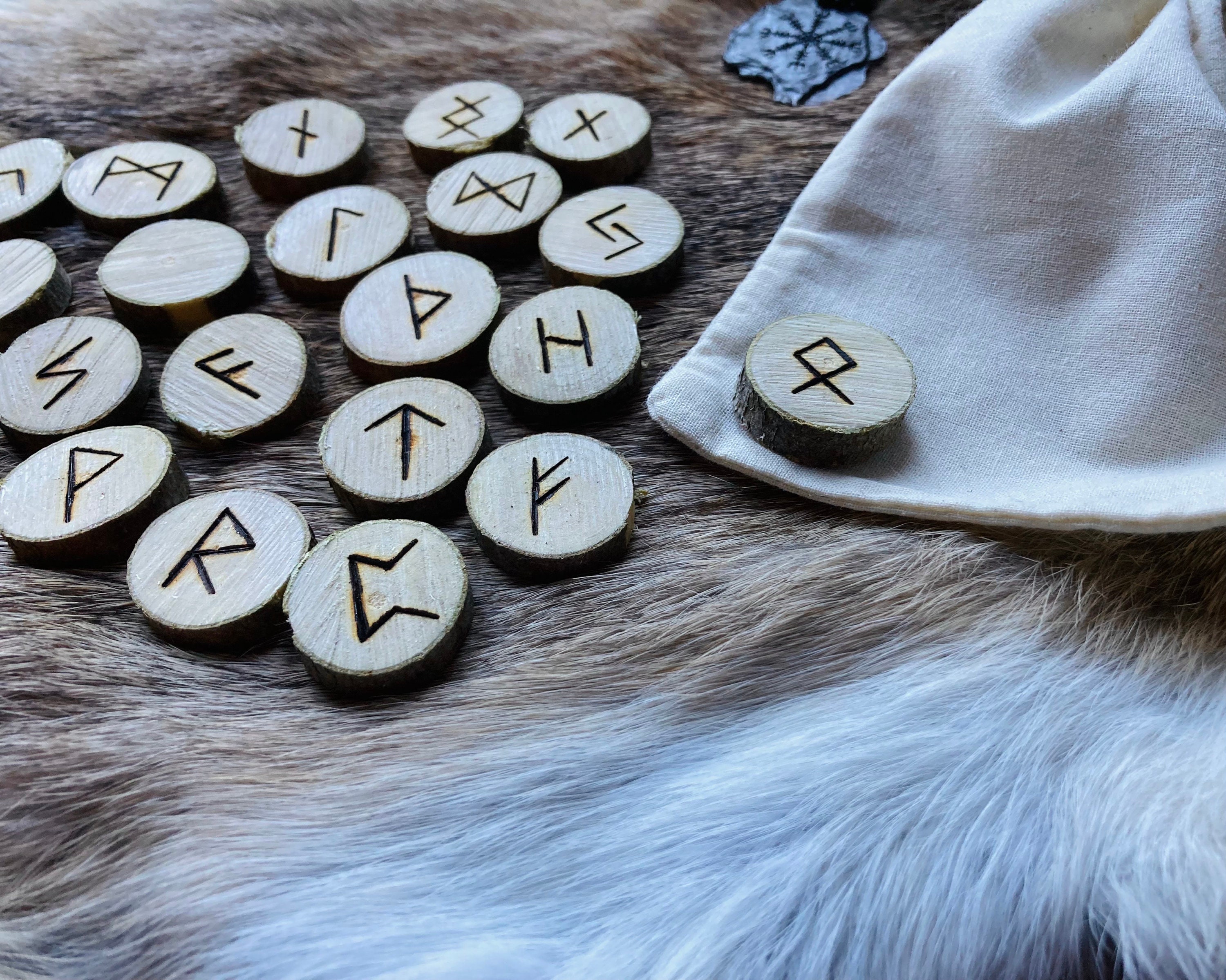 Set of Wooden Runes With Cotton Bag, Old Futhark - Etsy