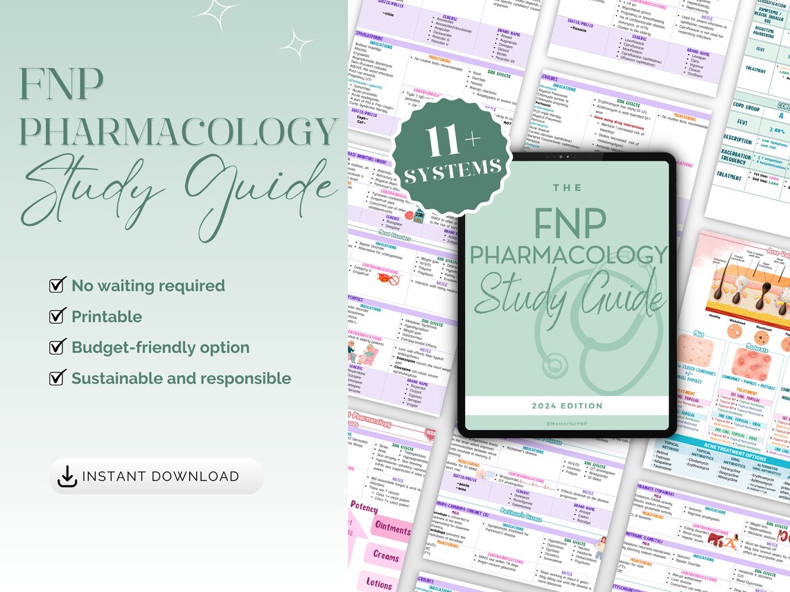 FNP Pharmacology Review Study Guide for Family Nurse Practitioner - Etsy