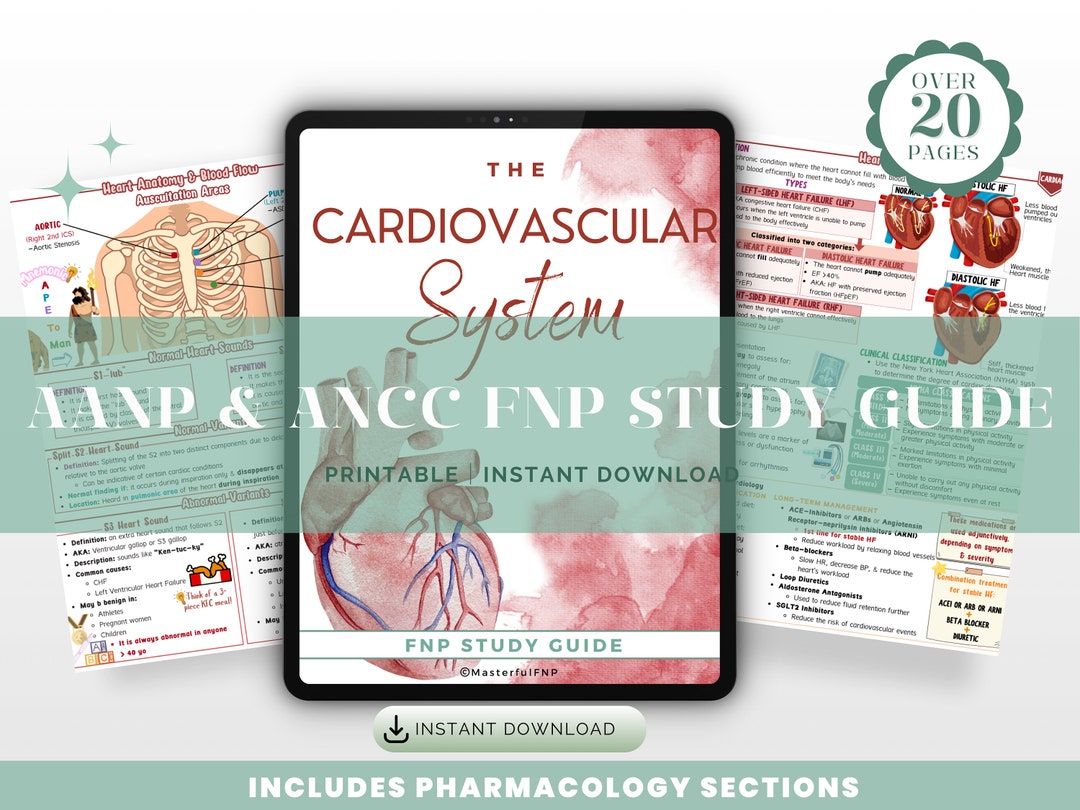 FNP Cardiology Study Guide for Nurse Practitioner AANP / ANCC Board ...