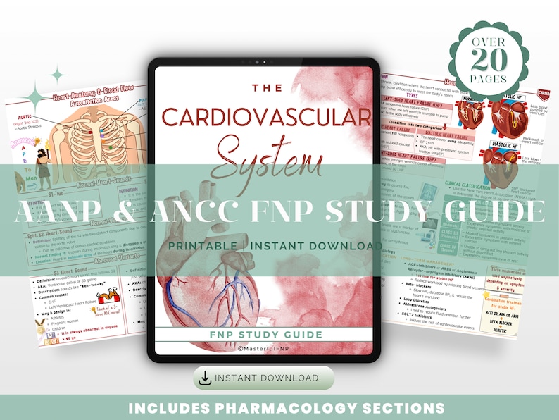 FNP Cardiology Study Guide for Nurse Practitioner AANP / ANCC Board ...
