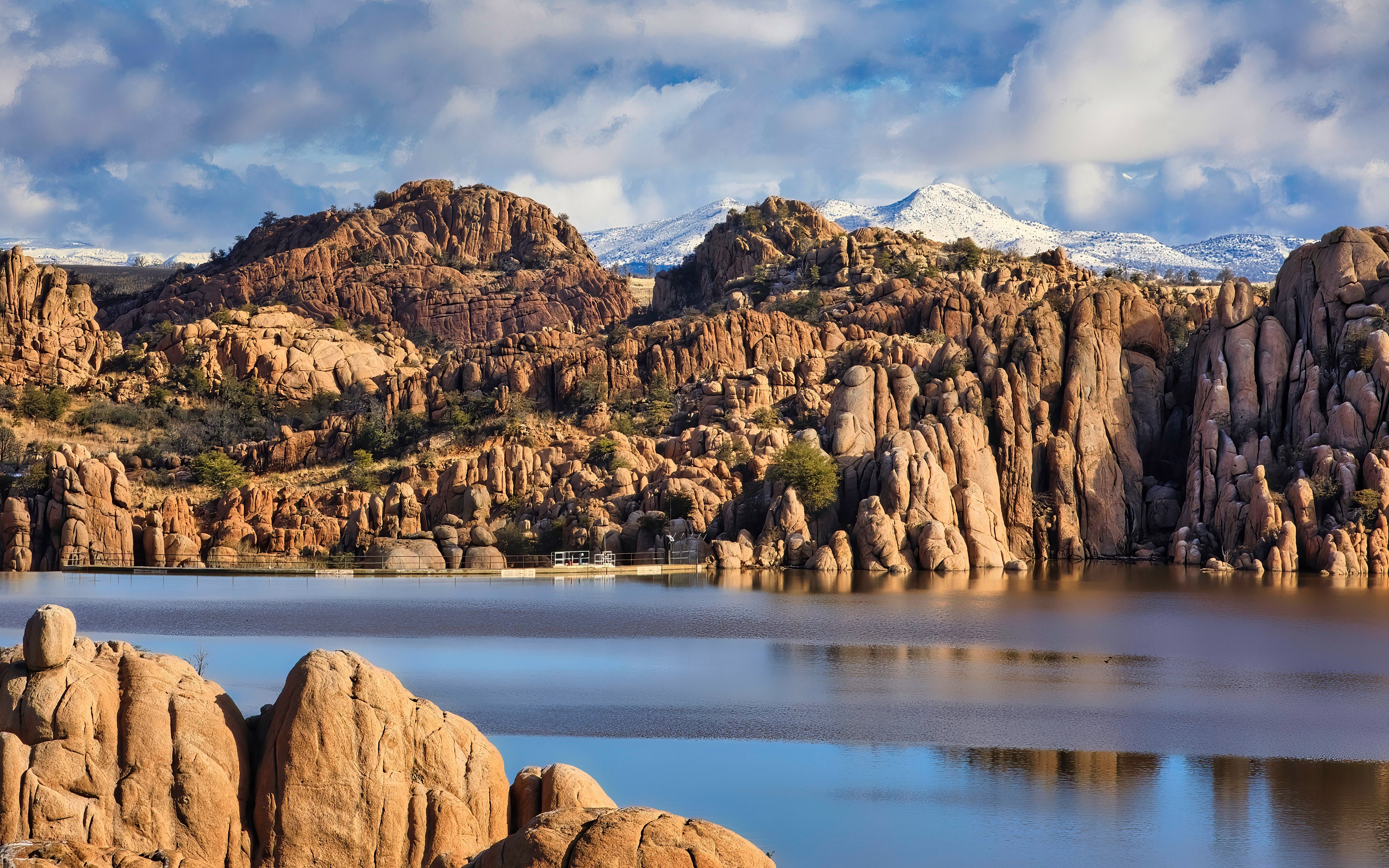 Watson Lake With Snow Covered Mountains in the Background: Prescott ...