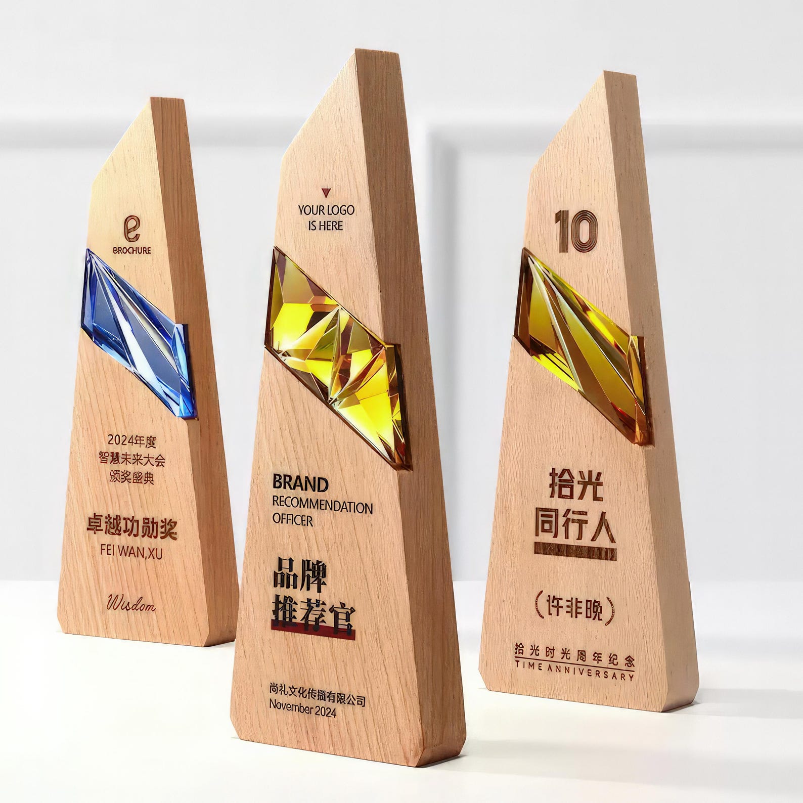 Custom Wooden and Crystal Trophy With Laser Engraving Perfect for ...