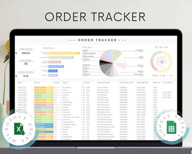 Order Tracker Spreadsheet Order Tracker Google Sheets Small Business ...