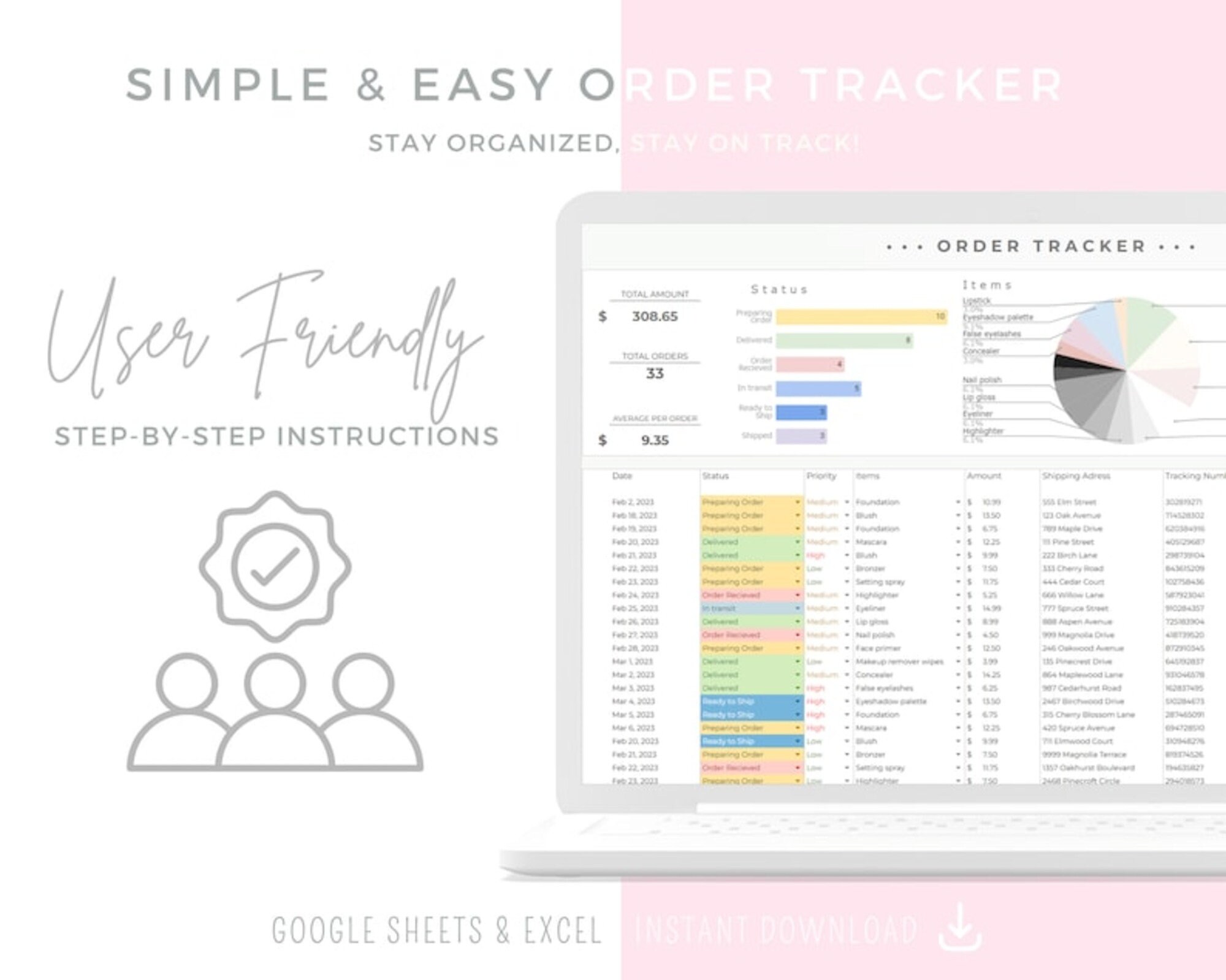 Order Tracker Spreadsheet Order Tracker Google Sheets Small Business ...