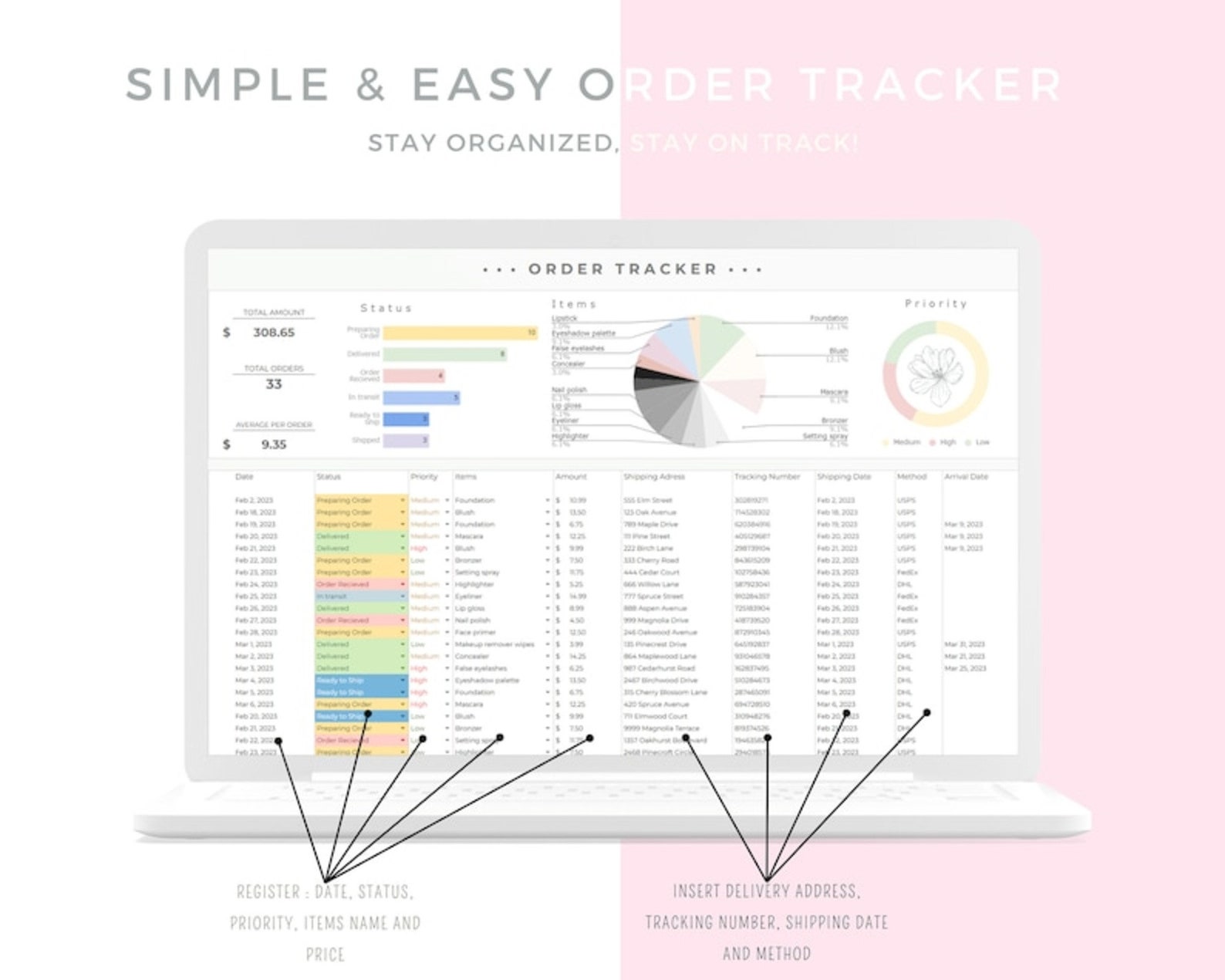Order Tracker Spreadsheet Order Tracker Google Sheets Small Business ...
