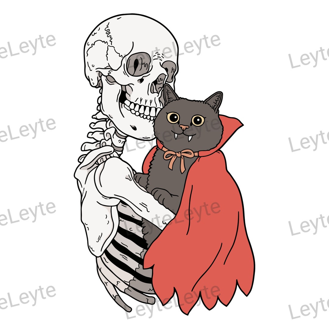 Skeleton & Cat HD PNG SVG - Etsy