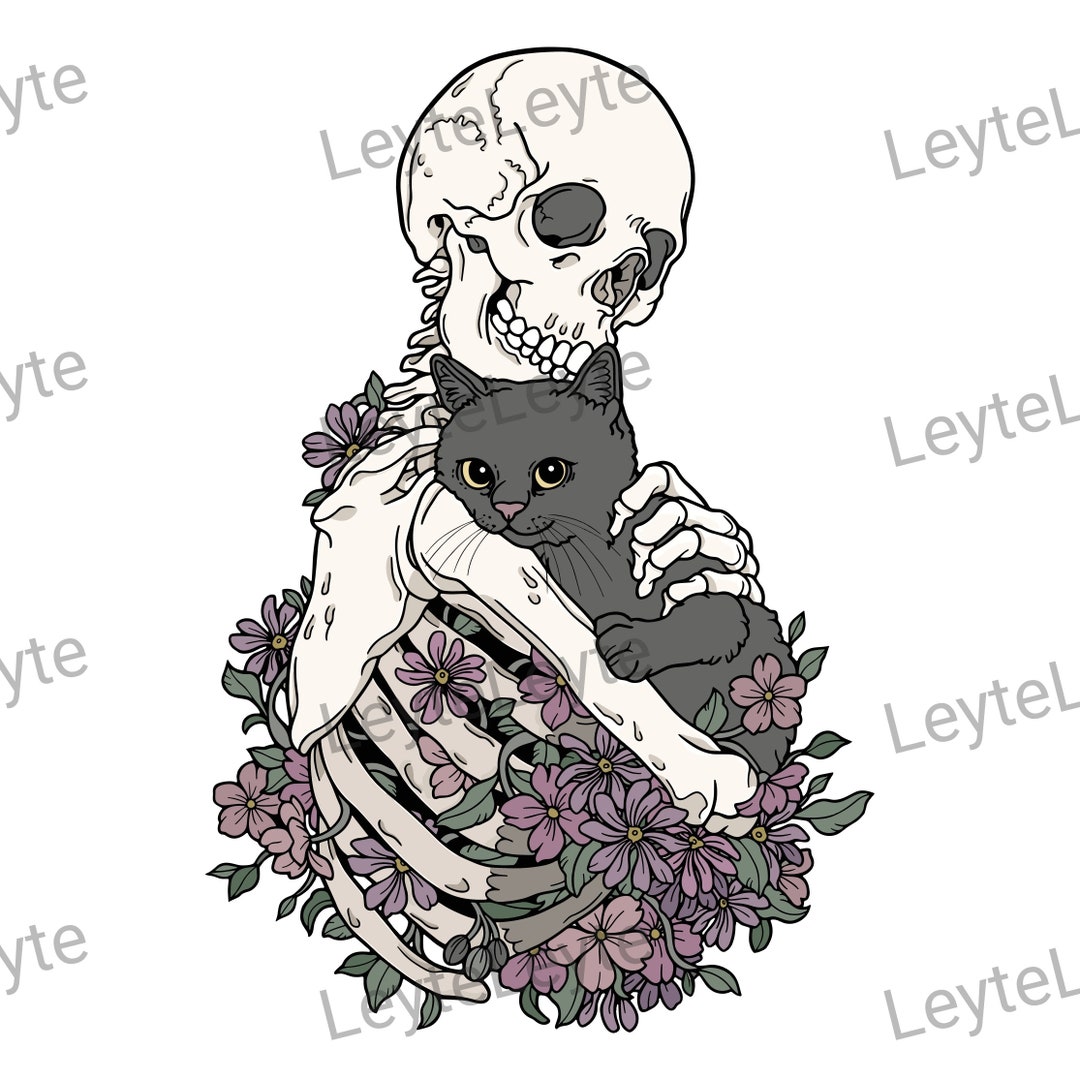 Skeleton & Cat HD PNG, SVG - Etsy