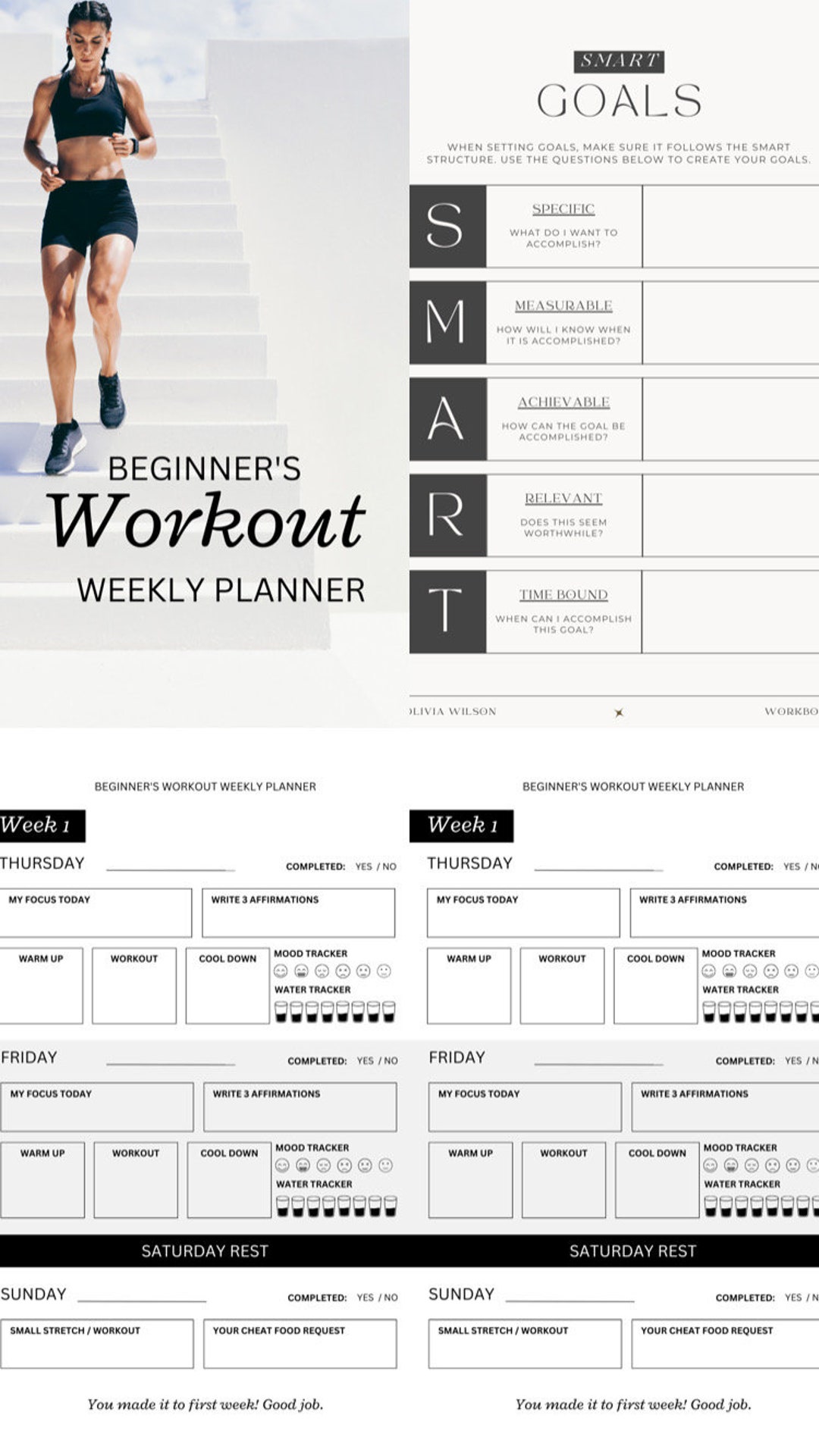 Editable Digital Workout and Fitness Planner + Affirmations You Can Use ...