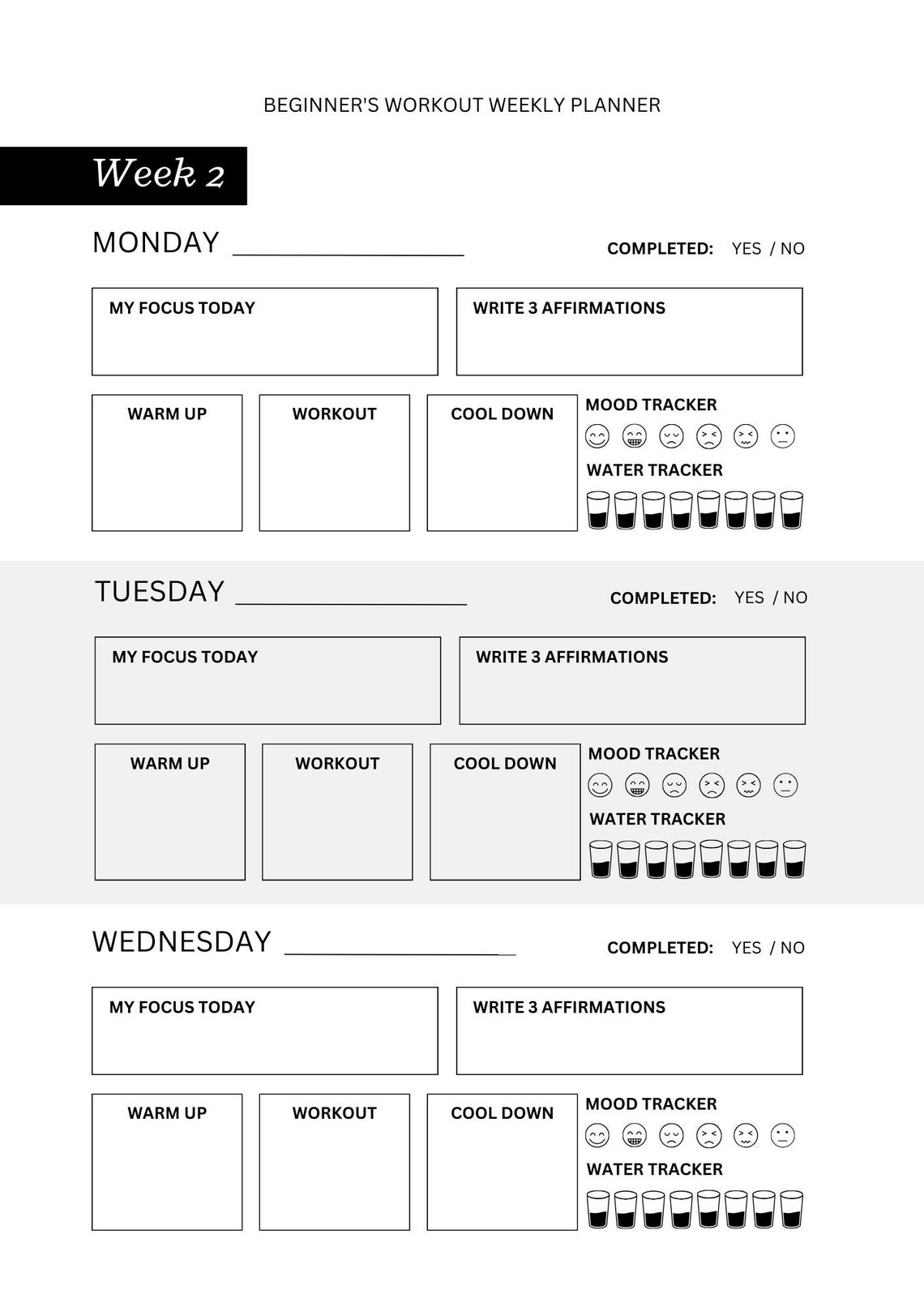 Editable Digital Workout and Fitness Planner + Affirmations You Can Use ...