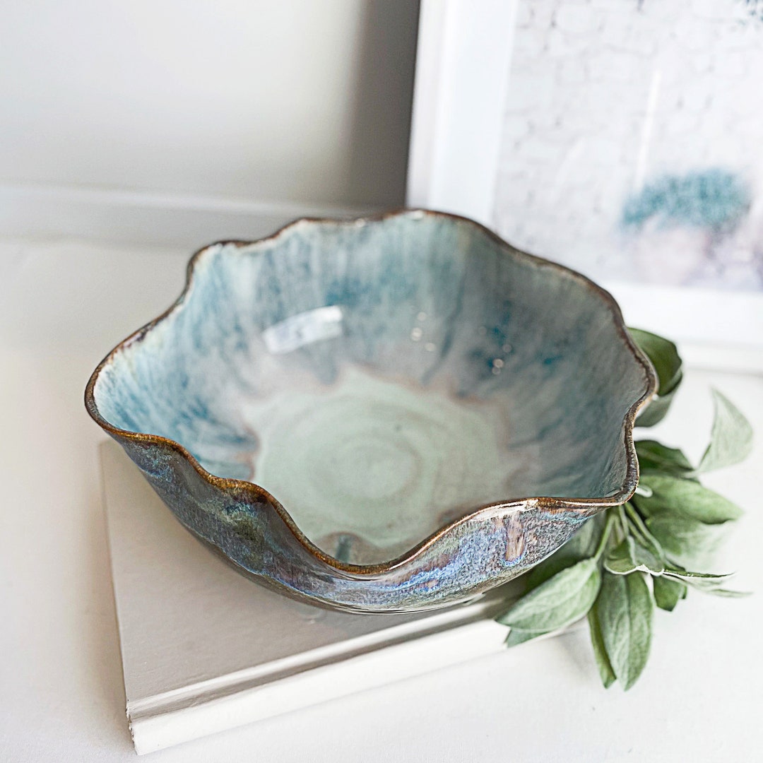 Handmade Ceramic Bowl, Blues, Pink and Subtle Greens Bowl, Pottery Bowl ...