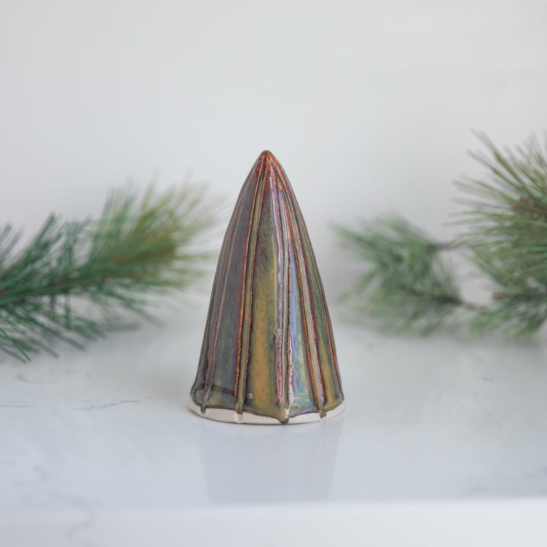 Handmade Ceramic Christmas Tree | Maroon Light Blue Pottery Tree ...