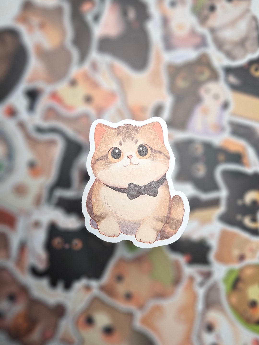 Cute Cat Stickers, Kitty, Big Round Eyed Cat, Animal, Kawaii Stickers ...