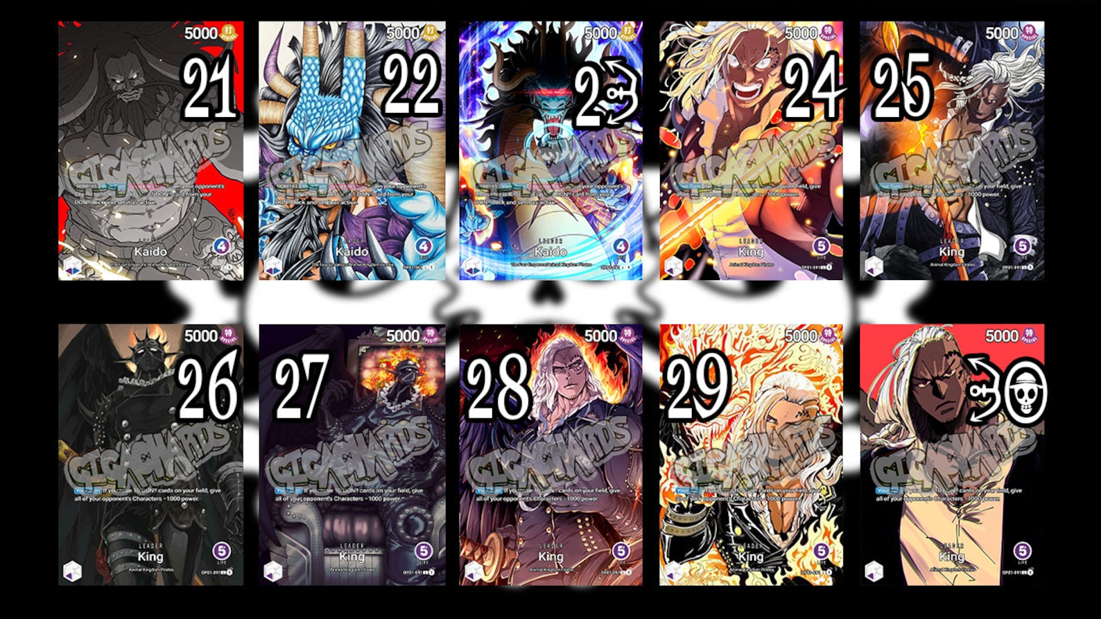 One Piece Leader 01 Custom Card Trading Game Doflamingo Kaido King ...