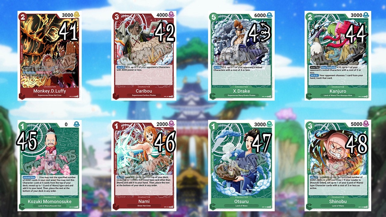 One Piece Custom Card Leader and Characters Luffy Zoro Sanji Nami Nico ...